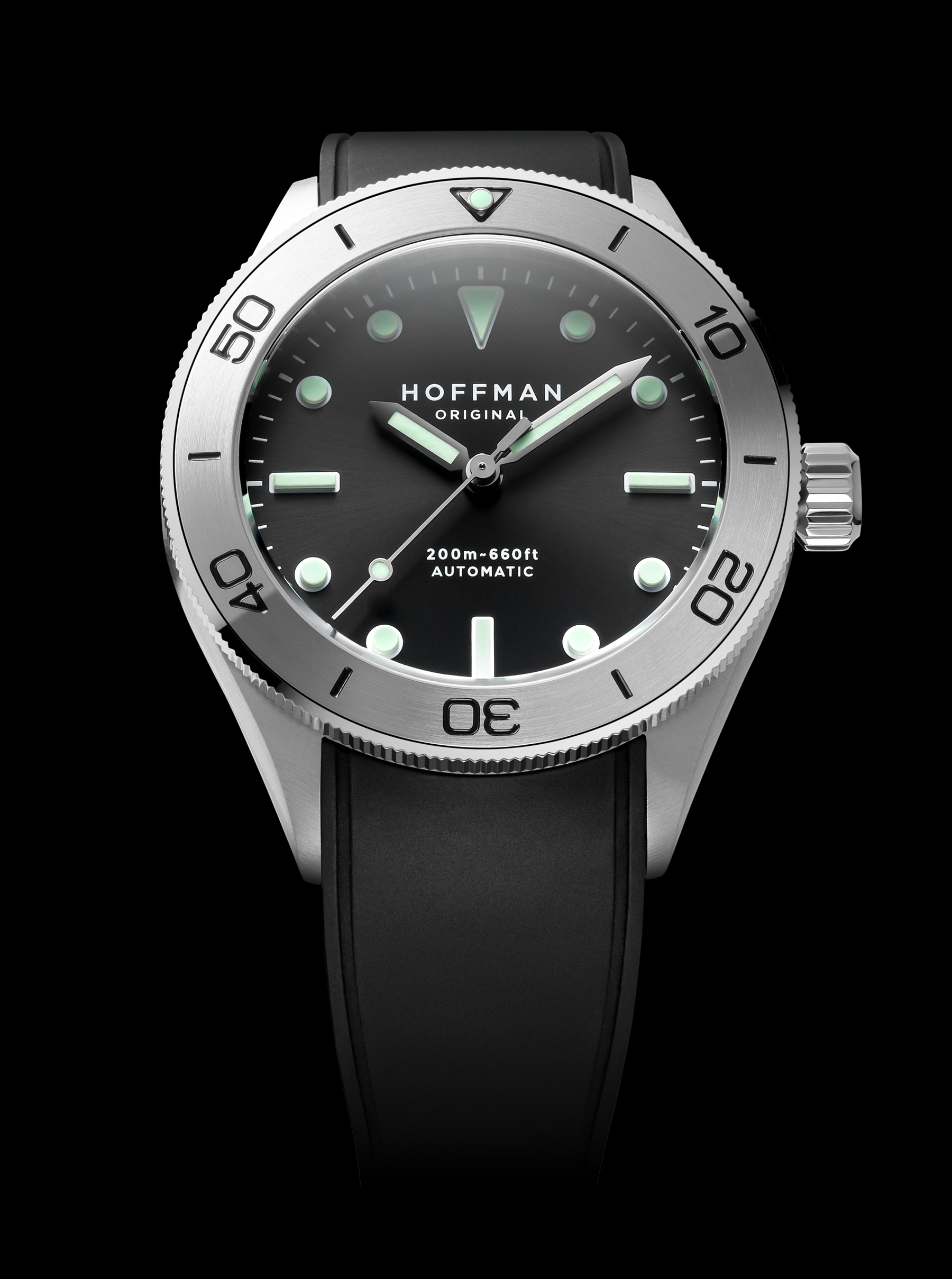 Diver's watch 40mm - Steel | Black Dial | Sports Watch – HOFFMAN