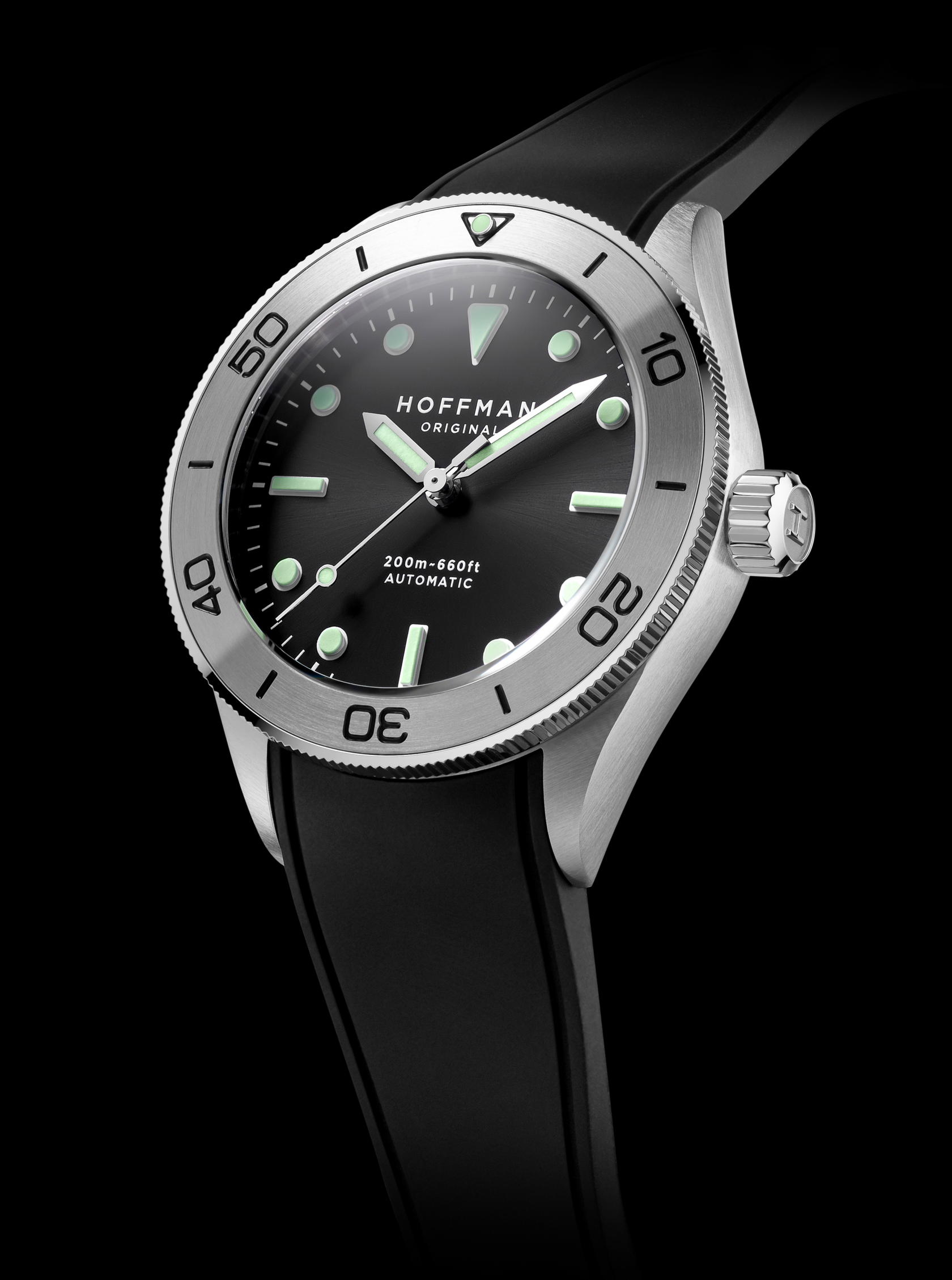 Diver's watch 40mm - Steel | Black Dial | Sports Watch – HOFFMAN
