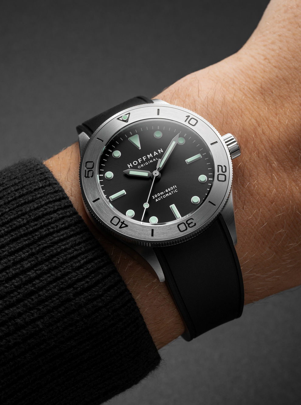 Diver's watch 40mm - Steel | Black Dial | Sports Watch – HOFFMAN