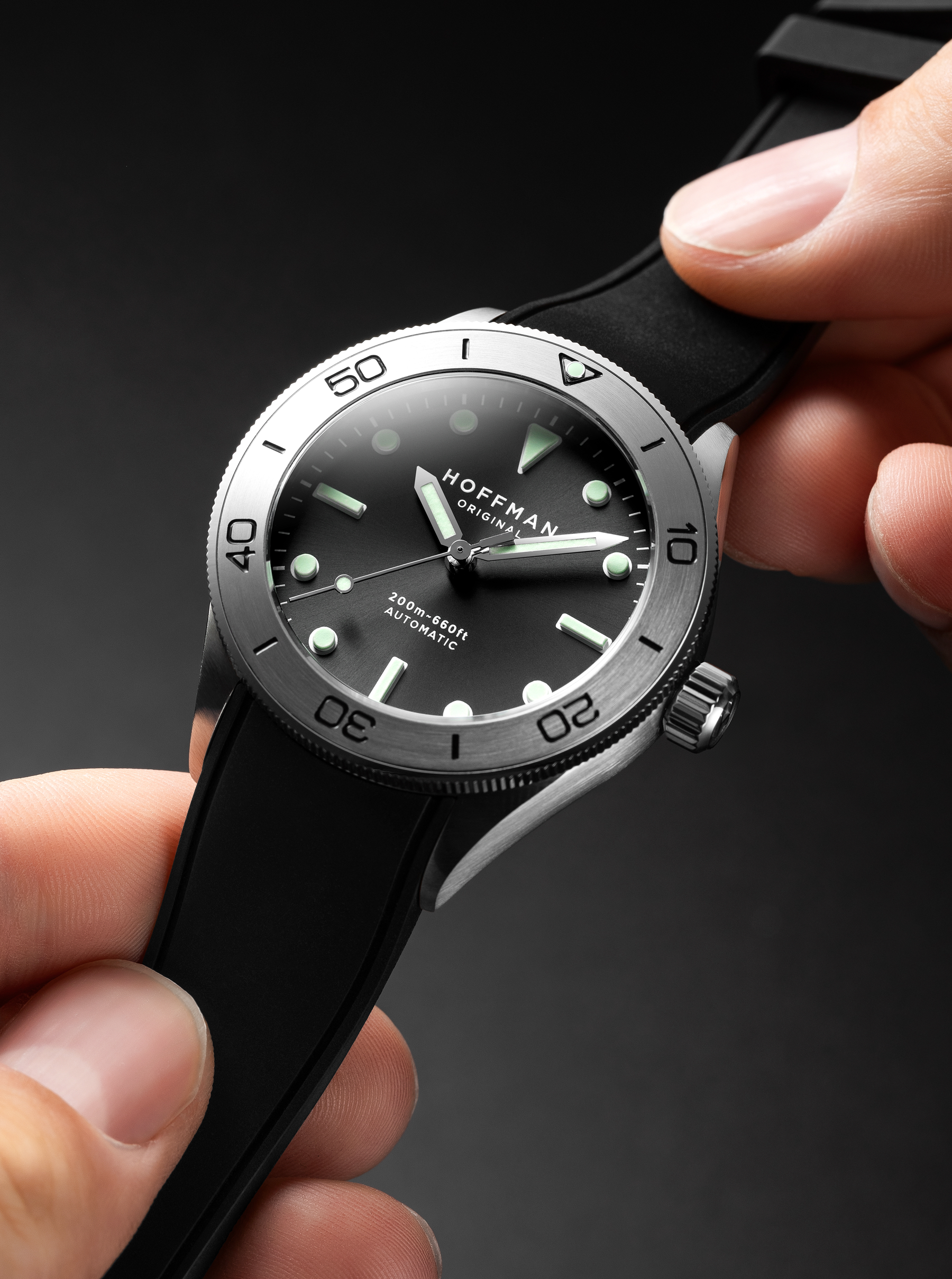 Diver's watch 40mm - Steel | Black Dial | Sports Watch – HOFFMAN